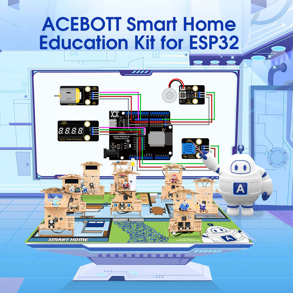 ACEBOTT Smart Home Kit for ESP32: 5-in-1 STEM Education Solution for Ages 8-16